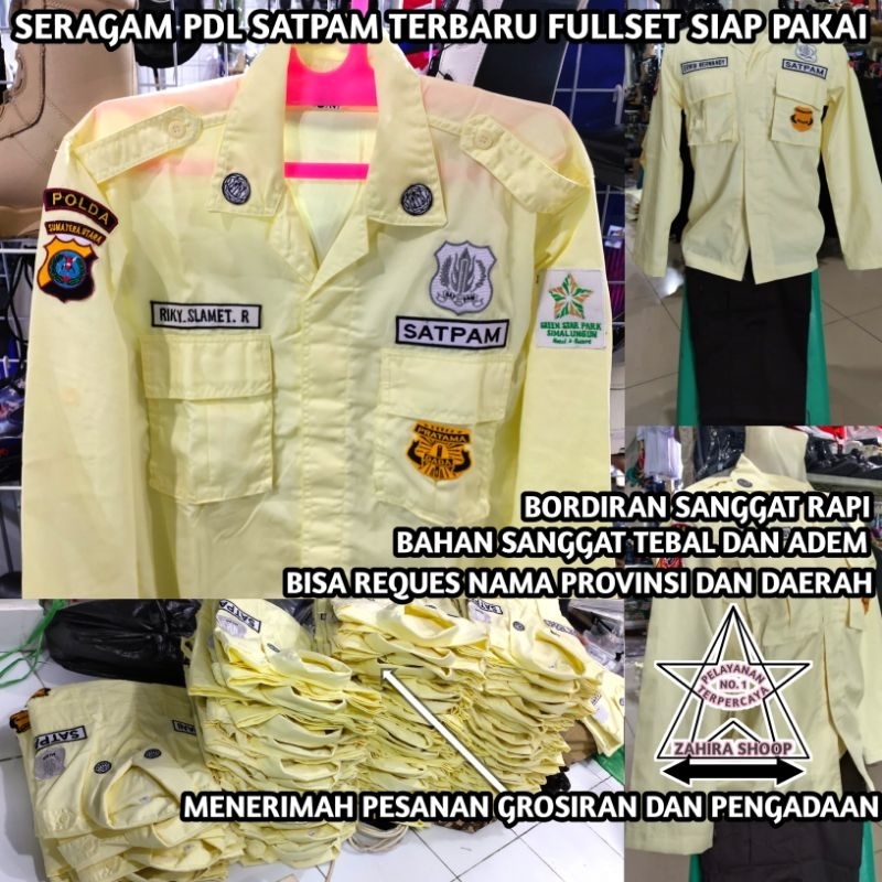 Jual baju pdl satpam terbaru warna krem/seragam pdl satpam terbaru/setalan pdl satpam/seragam ...