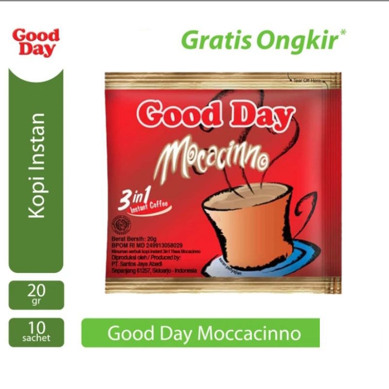 Jual Kopi Instan 3 in 1 Gooday Moccacino 1 Renceng 10 Sachet | Shopee ...