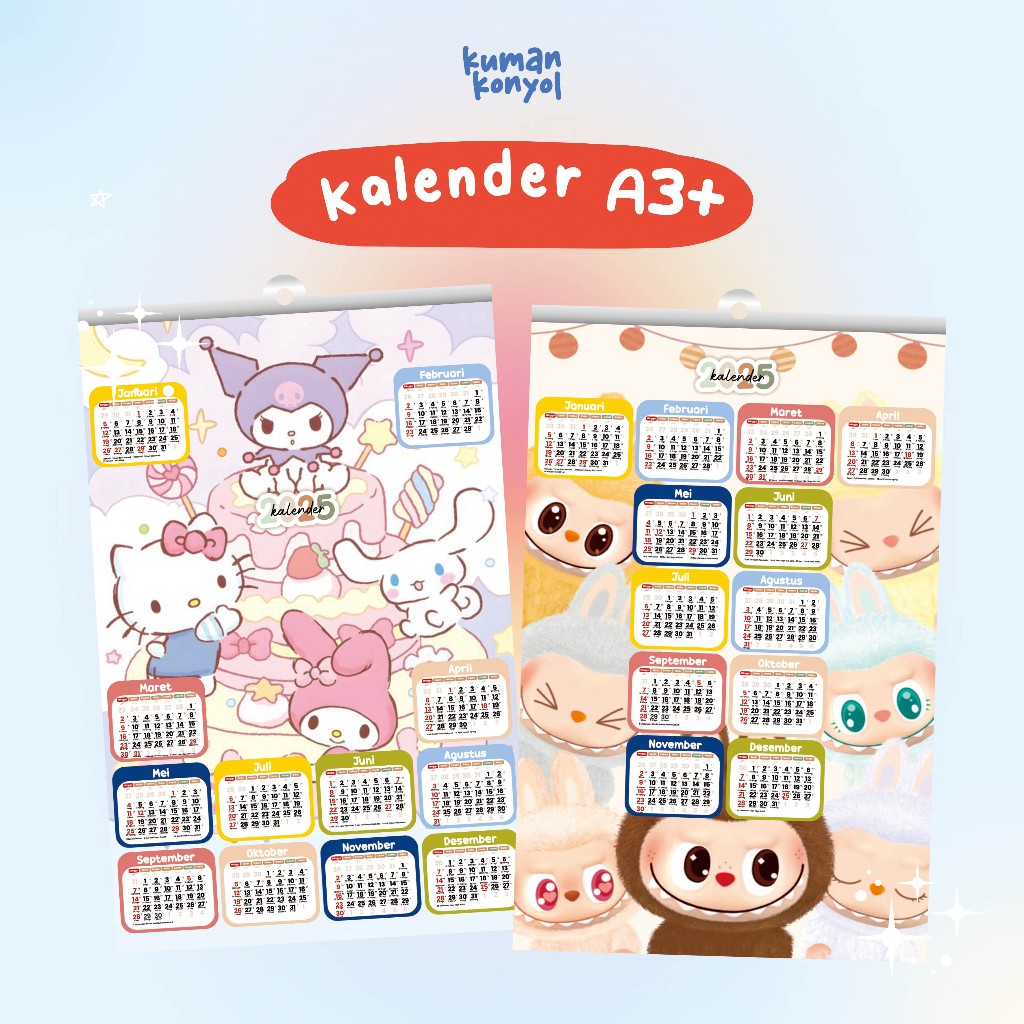 Jual KALENDER 2025 ️ KALENDER CARTOON ️ SANRIO KUROMI LABUBU GHIBLI ...