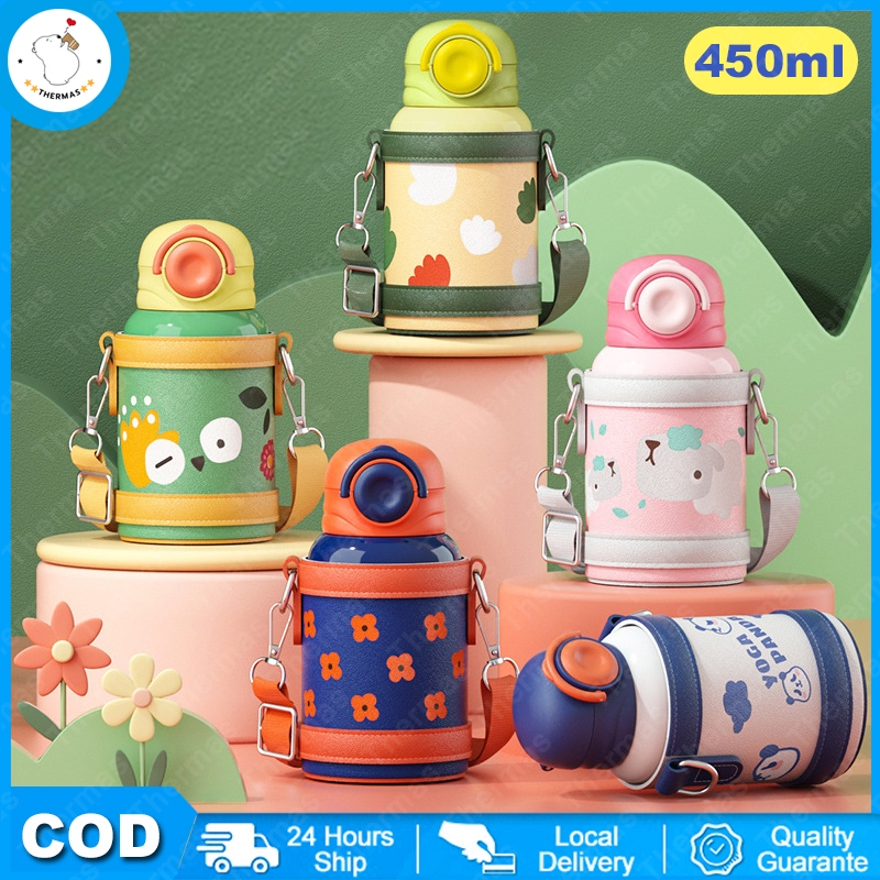 Jual Botol Air Stainless Steel Anak-anak 450ml 2in1 Bpa Gratis Termos ...