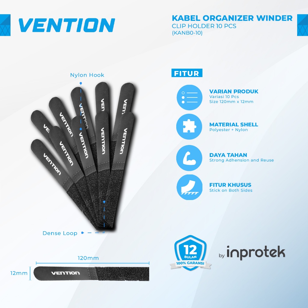 Jual Vention Velcro Kabel Organizer Winder Clip Holder for Earphone ...