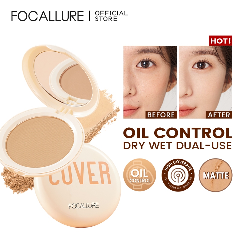 Jual Focallure Perfect Cover Oil Control Matte Dry/Wet Two Way Cake ...