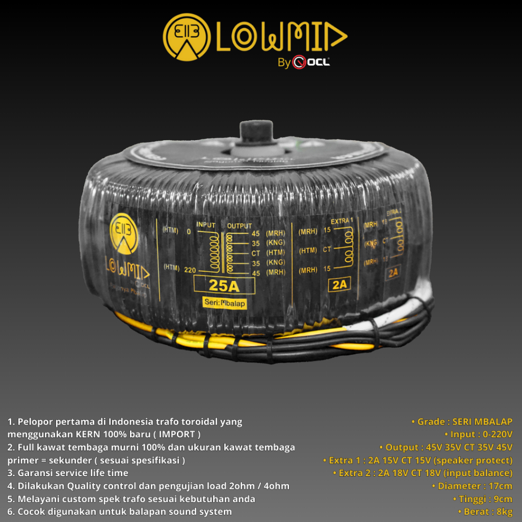 Jual Trafo Toroid Donat LOWMID 25A CT 45V 55V 65V 75V Spek BALAP | Shopee Indonesia