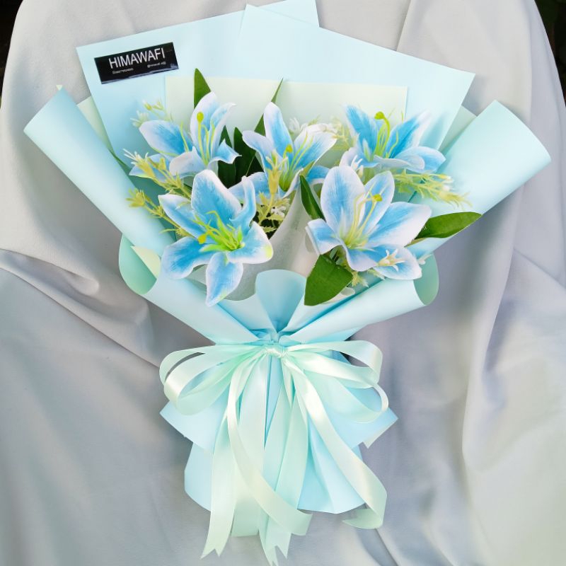 Jual buket bunga artificial lily palsu buket wisuda ulangtahun lamaran ...