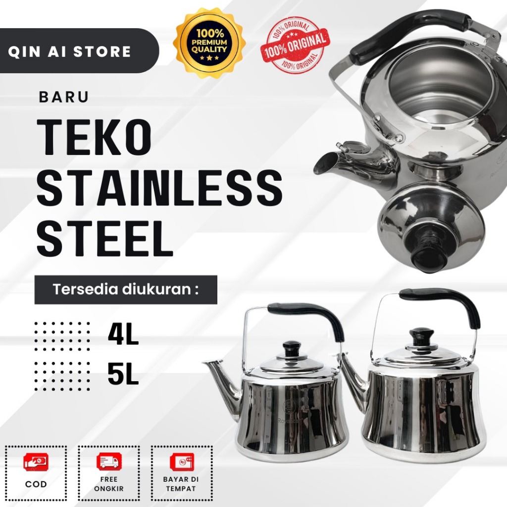 Jual Teko Air Stainless 4/5 liter Lengkap Penyaring Teh/Kettle Air ...