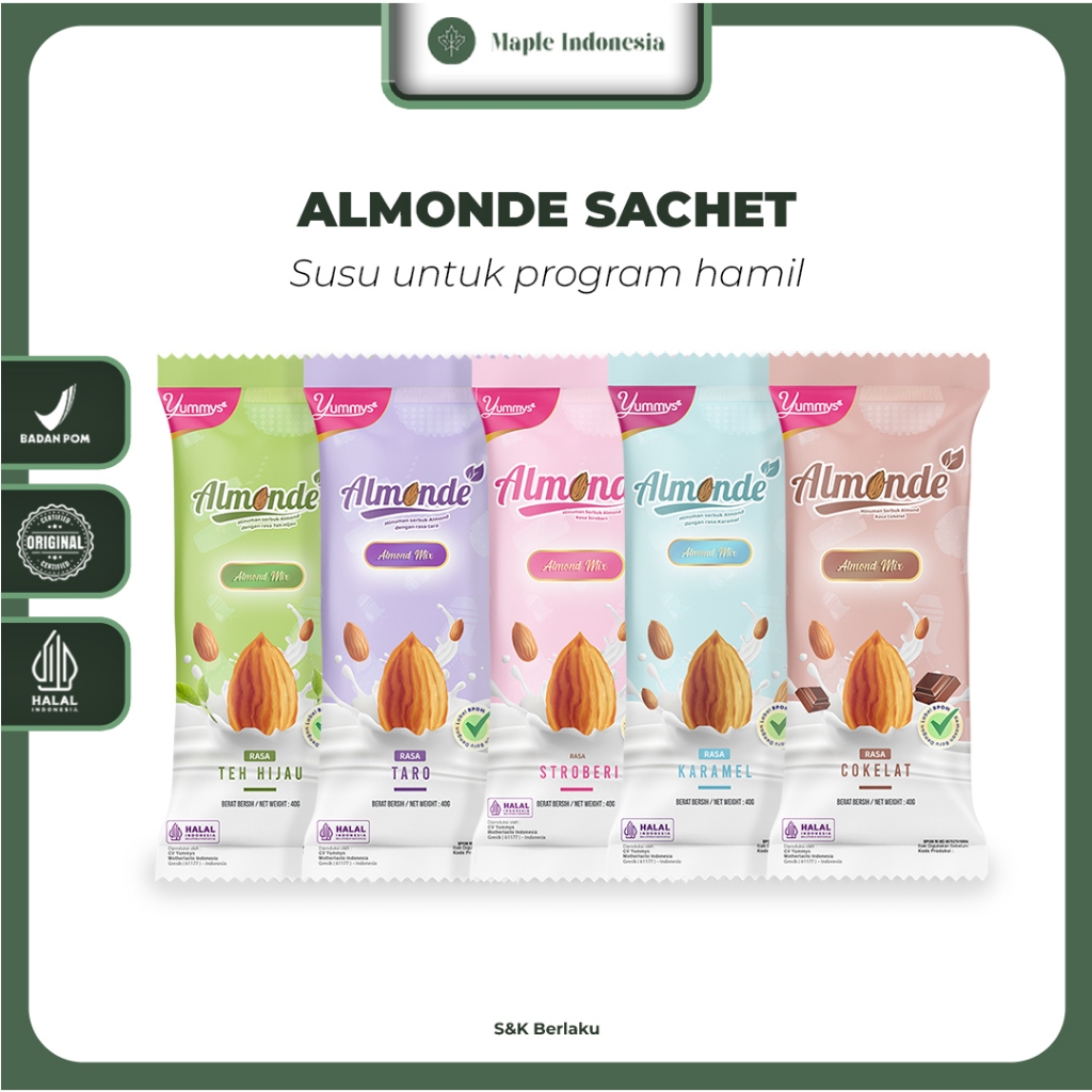Jual [BPOM] SACHET ALMONDE PREMIUM ALMOND MILK ALMOM | Shopee Indonesia