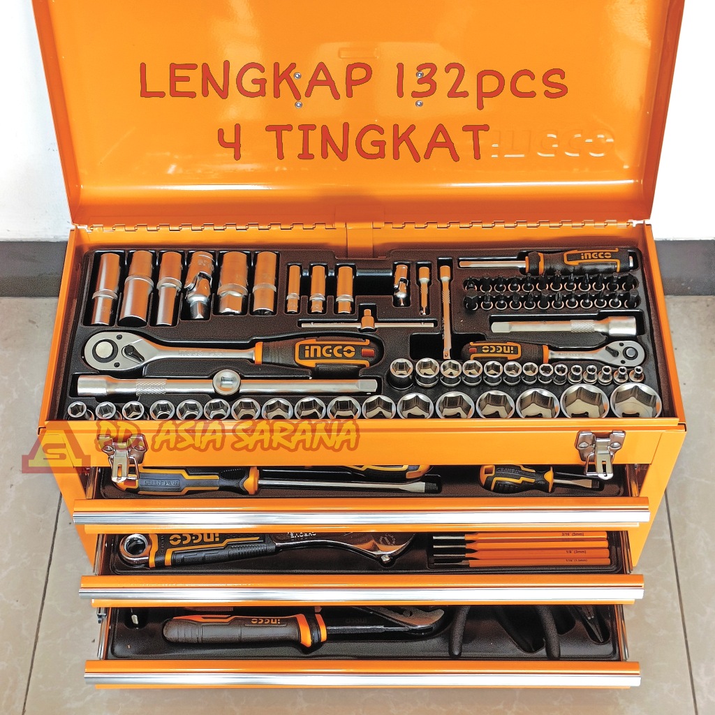 Jual Mechanical Tool Kit Set 132pcs Chest INGCO HTCS221321 Toolkit ...