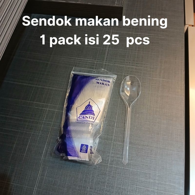 Jual sendok makan bening isi 25pcs | sendok makan plastik | sendok ...