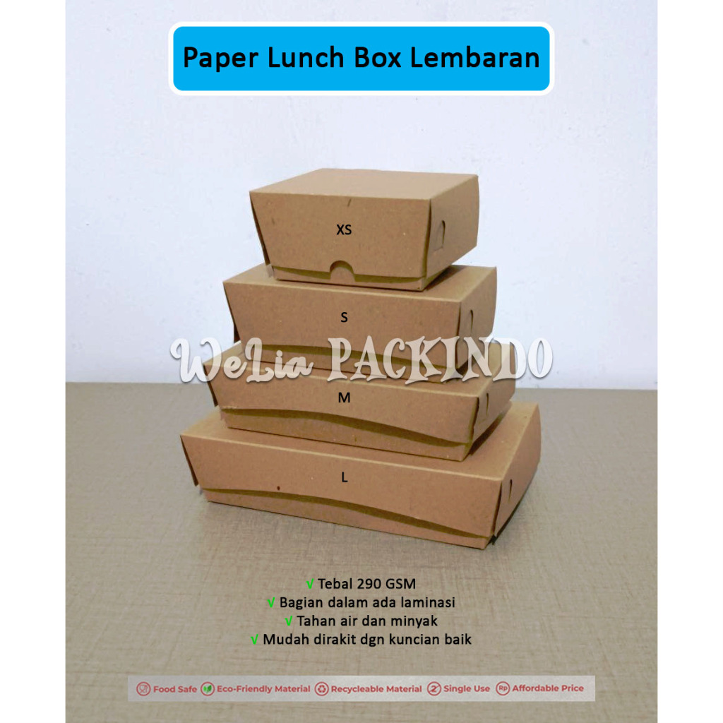 Jual [1 Pcs] Paper Lunch Box Lembaran Kraft Coklat Full Laminasi / Kotak Makan Kertas Kraft ...