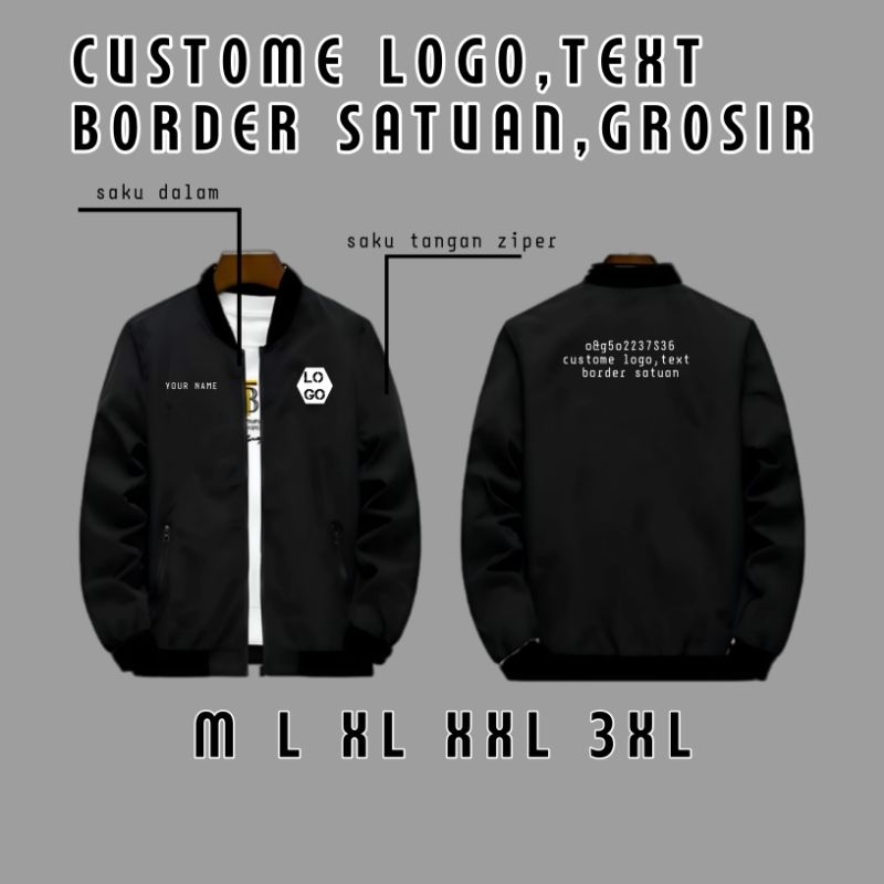 Jual BOMBER COSTUM BORDER /SABLON LOGO/TEXT SEMAUMU M L XL XXL | Shopee ...