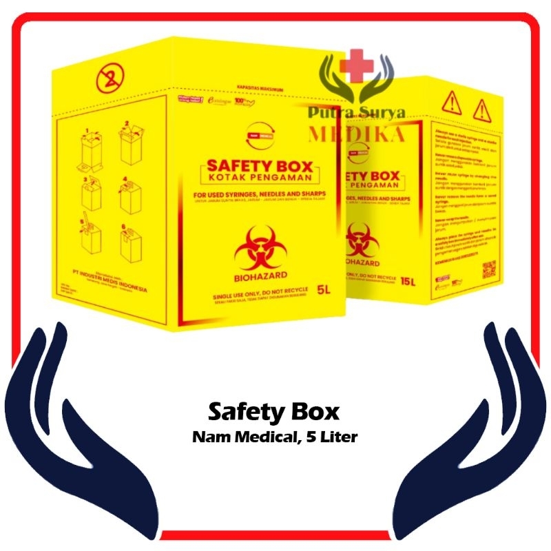 Jual Safety Box 5 Liter Nam Medical Tempat Sampah Medis 5L Logo Biohazard Dengan Tali | Shopee ...