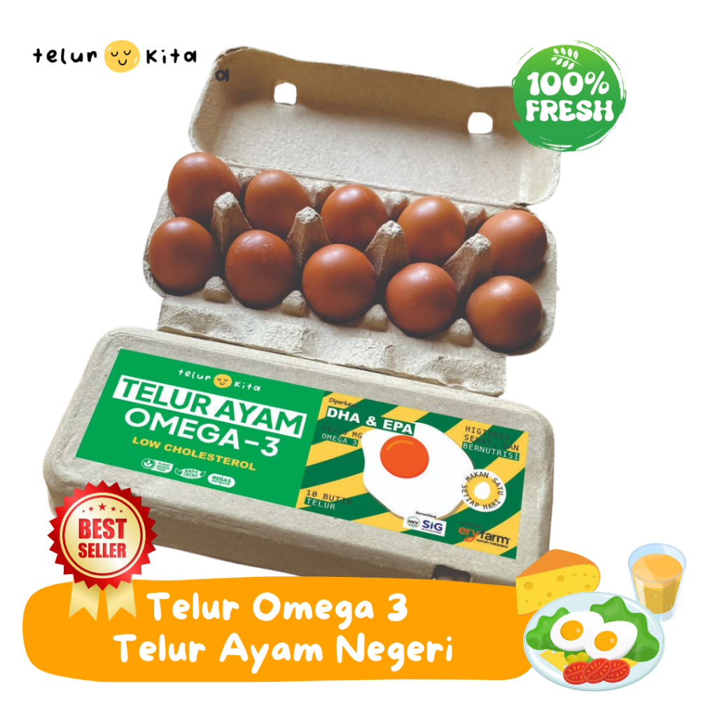 Jual Telur Ayam Omega 3 Organik Nabati Low Cholesterol Isi 8 by Telur ...