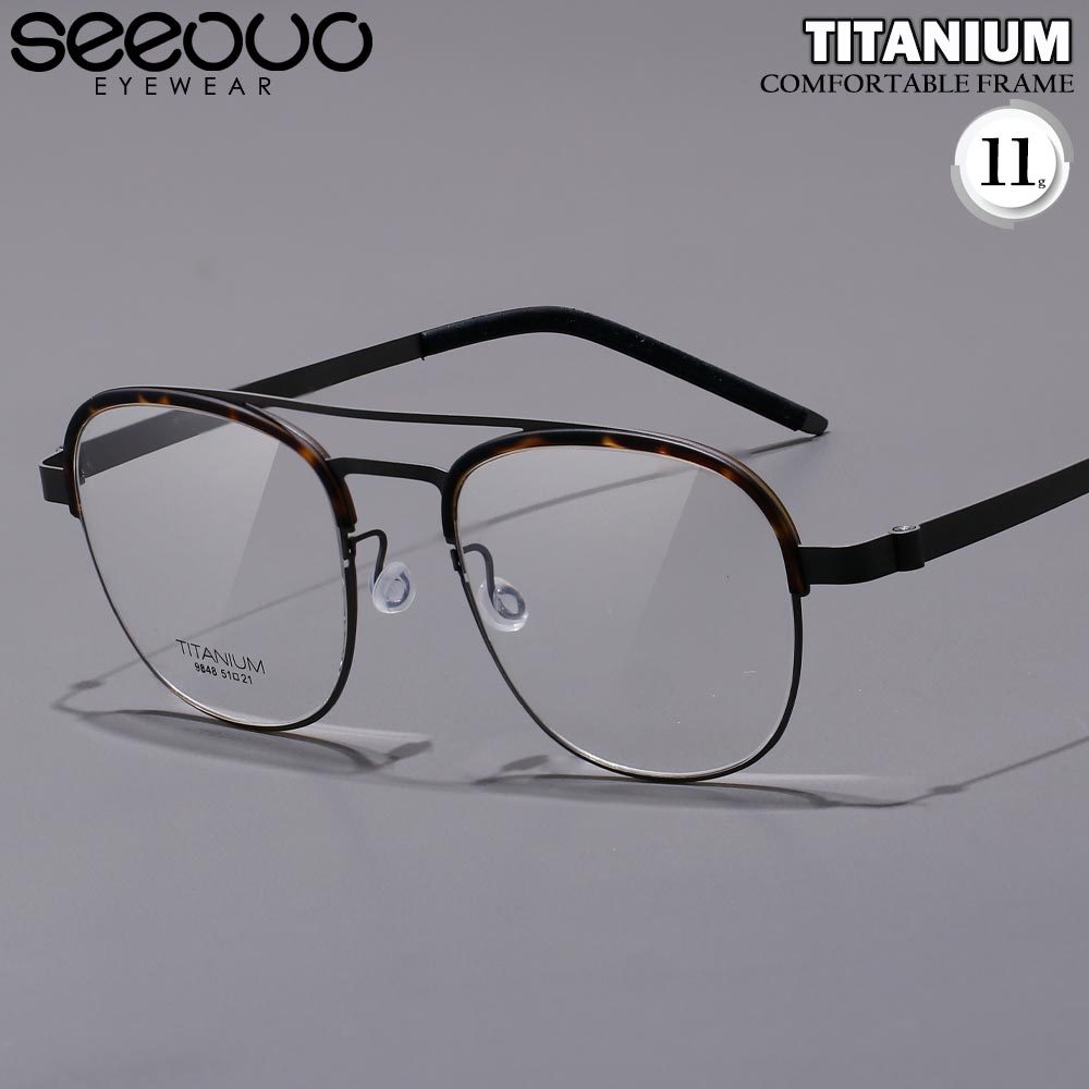 Jual Seeouo Frame Kacamata Plano Style Aviator Titanium Light Frame Trendy Pria Wanita Bisa ...
