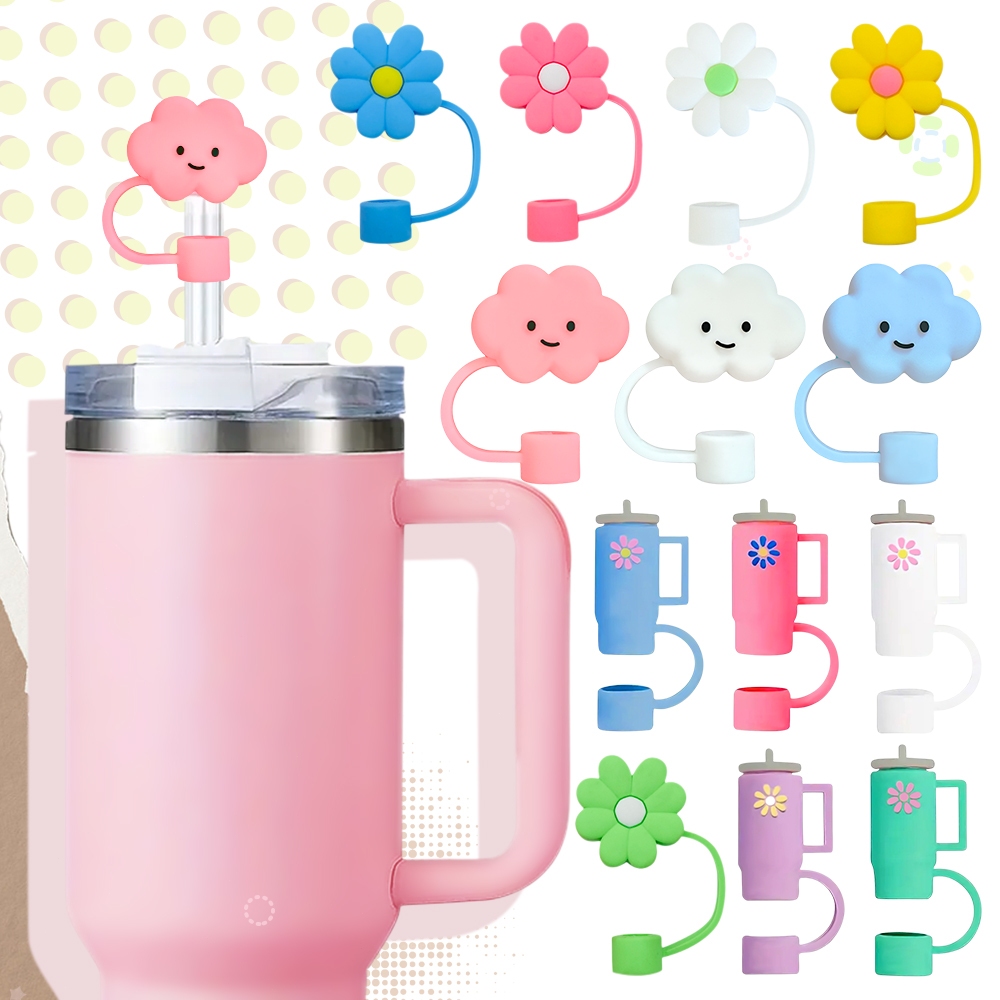 Jual 10mm Lucu Kartun Bunga Awan Botol pola DIY Ujung Sedotan Penutup ...