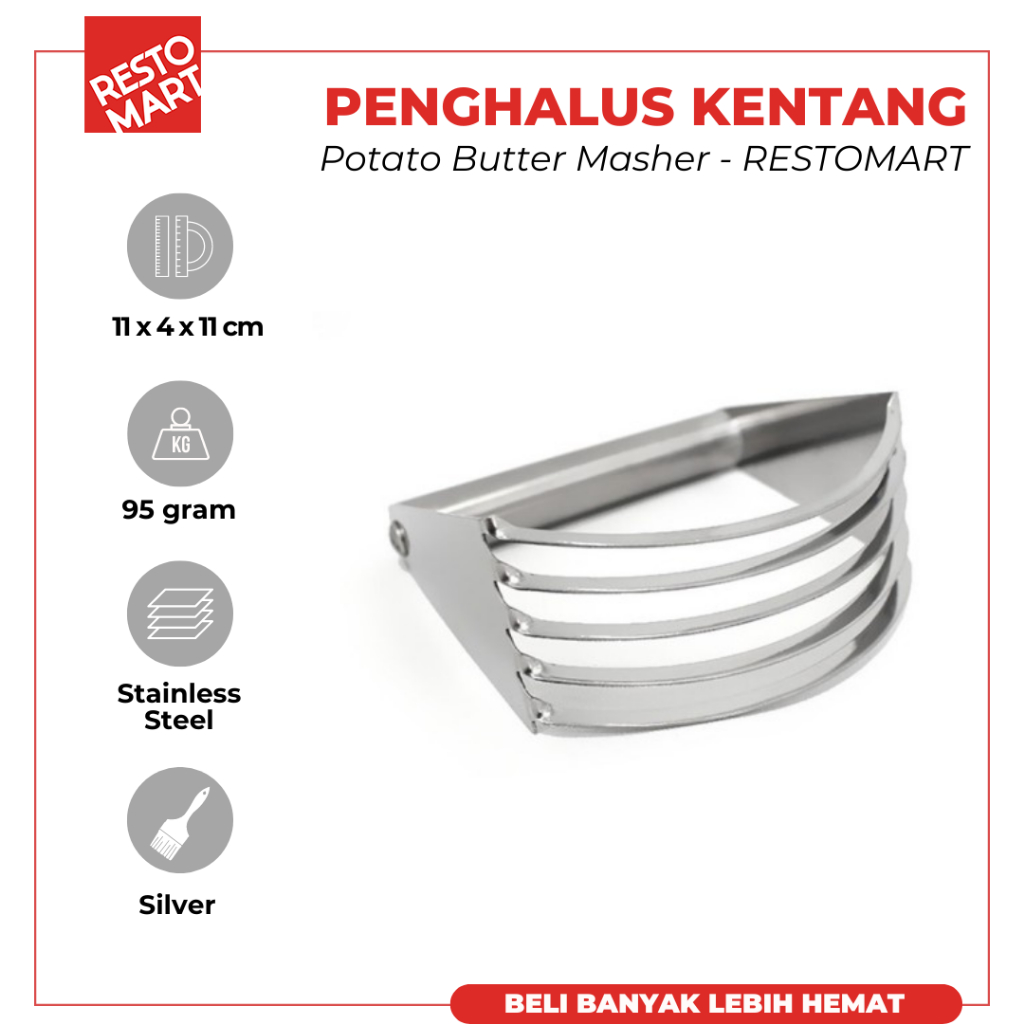 Jual Dough / Potato / Butter Masher Stainless RESTOMART Stainless ...