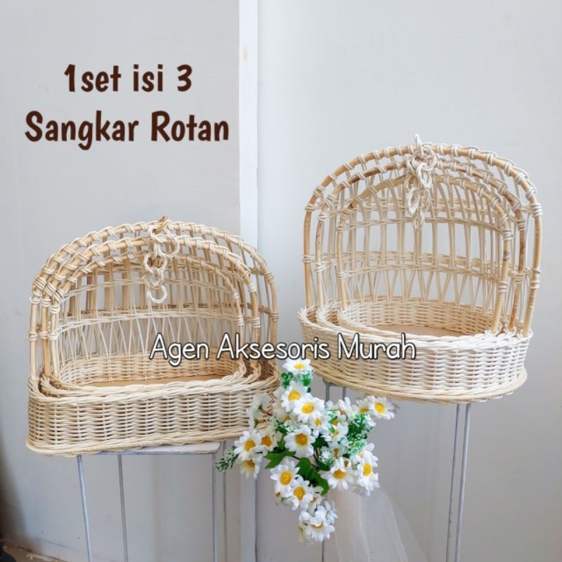 Jual 1set isi 3 Keranjang Sangkar Rotan Halus - Keranjang Seserahan ...