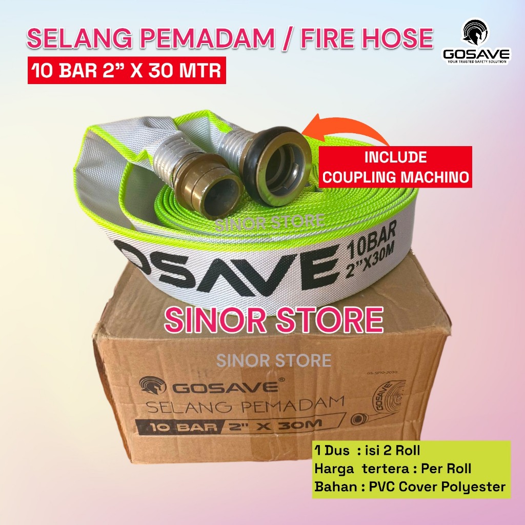 Jual Fire Hose / Selang Pemadam Hydrant Kebakaran Kanvas 10 Bar 2" x 30 ...