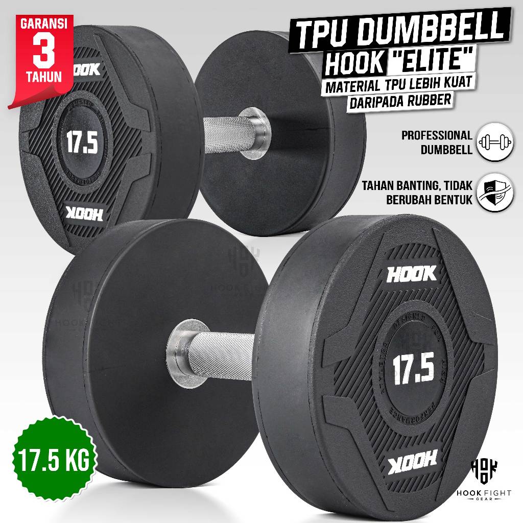 Jual Dumbbell Hook 17.5 kg Alat Fitnes Home Gym Dumble Barble Angkat ...