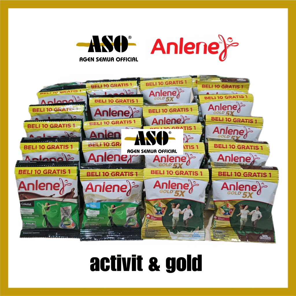 Jual ANLENE SUSU BUBUK DEWASA ACTIVIT GOLD VANILA COKLAT 20g Sachet ...