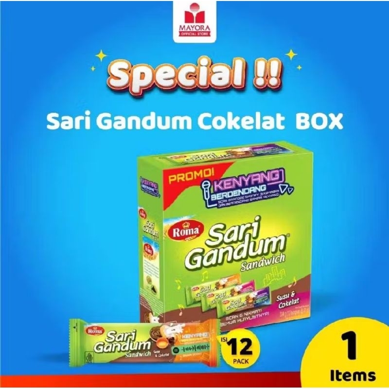 Jual Roma Biskuit Sari Gandum Susu & Cokelat Box 324g (Isi 12 Sachet ...