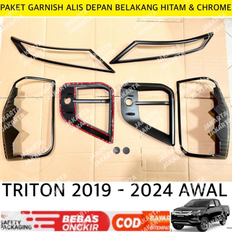 Jual Paket Garnish Alis Depan Belakang All New Triton 2019 2020 2023 2024 Awal Hitam Chrome ...