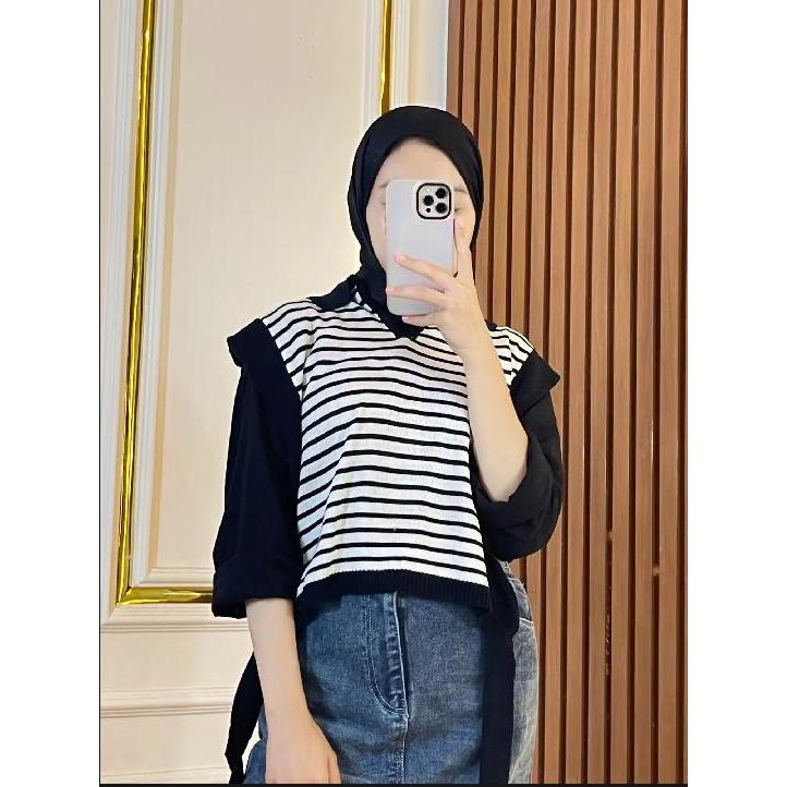 Jual Rompi ALENA Kerah-V - model stripe anggunly - rompi wanita ...