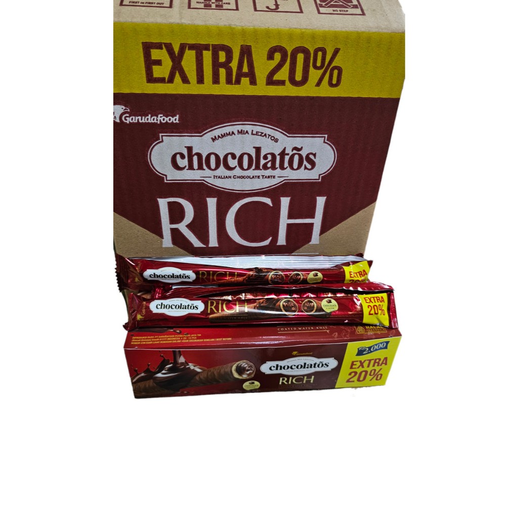 Jual Chocolatos RICH Wafer Roll Coated ( Isi 12 Pcs ) | Shopee Indonesia
