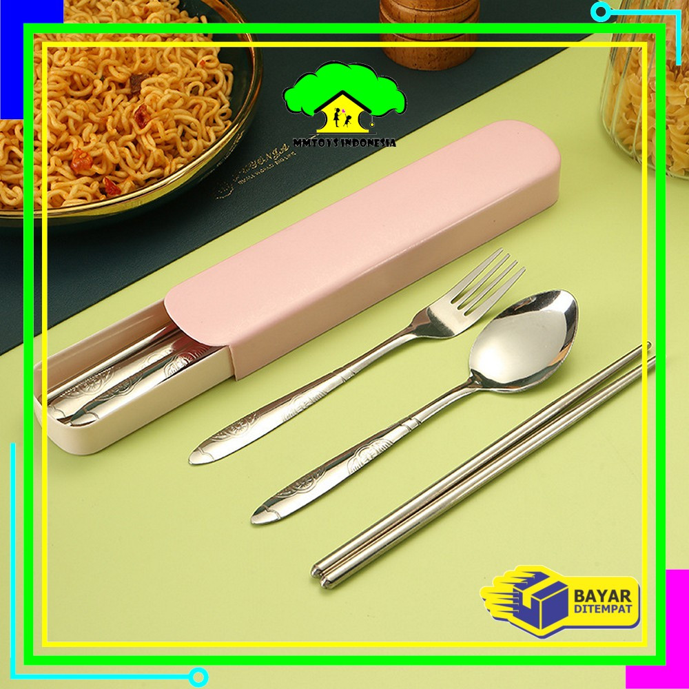 Jual MI-C495 Sendok Set 3IN1 Stainless Steel / Alat Makan Sendok Garpu ...