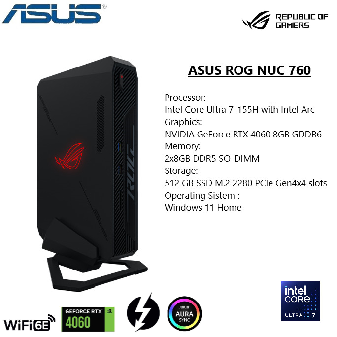 Jual ASUS ROG NUC 760 NUC14SRKU7 - Ultra 7 155H/16GB/512GB SSD/RTX 4060 ...