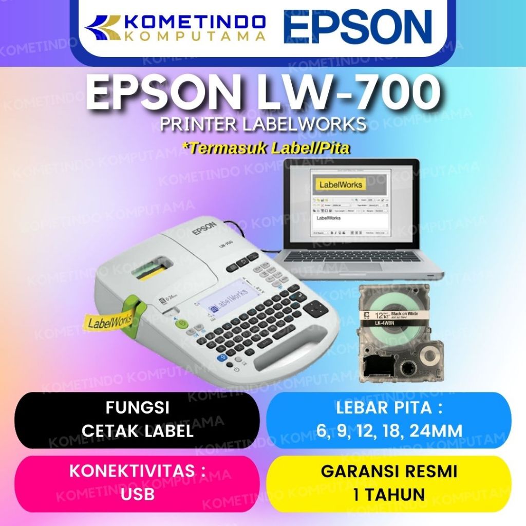 Jual LW700 (Tape Width 6, 9, 12, 18, 24 mm) - Epson LabelWorks LW-700 ...