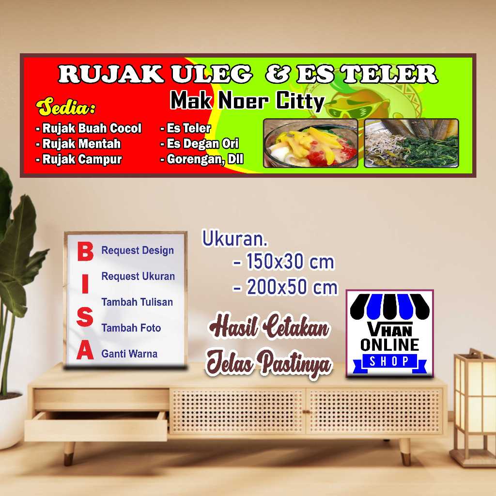 Jual Banner Spanduk Custom Jualan Rujak Uleg dan Es Teler Bagus ...