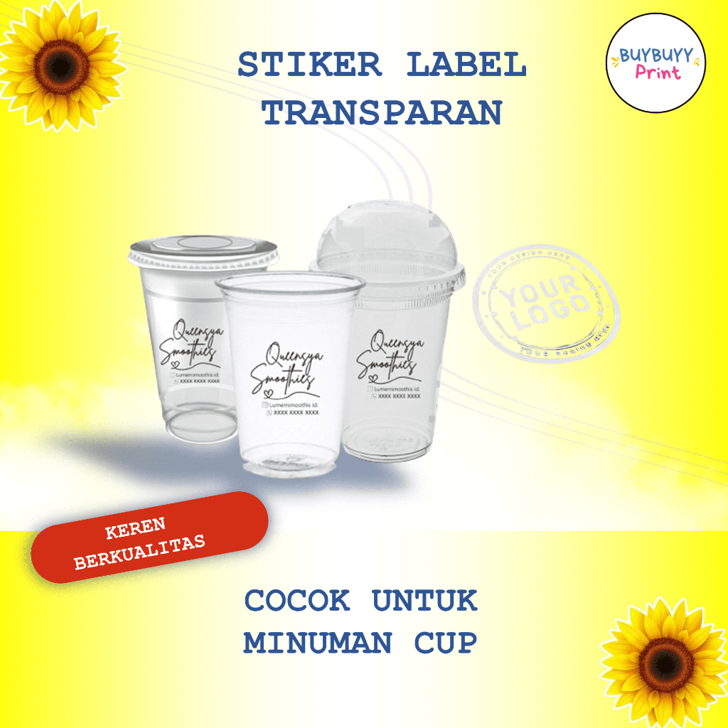 Jual Stiker Label Transparan Cup Minuman - Bulat | Shopee Indonesia