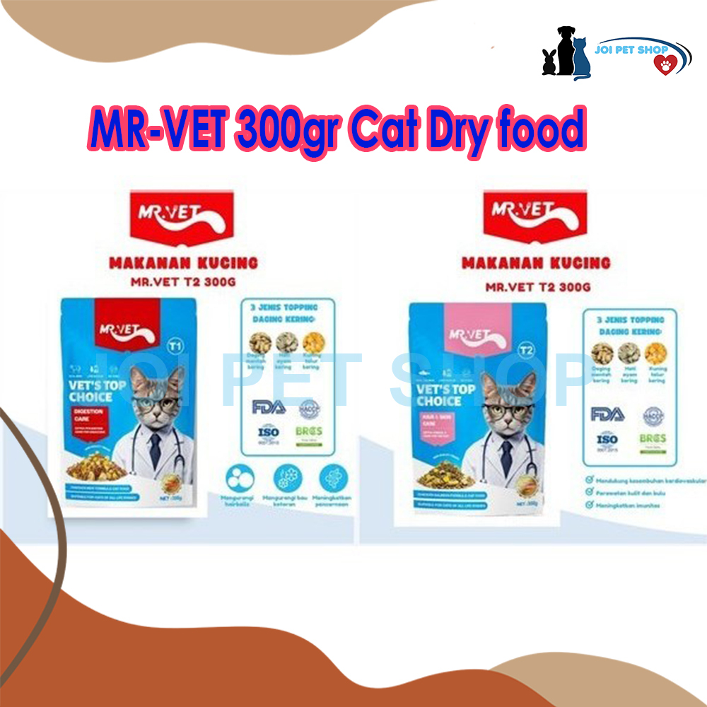 Jual Mr vet Makanan Kucing Kering Premium Mr.Vet 300gr Dry Cat Food ...