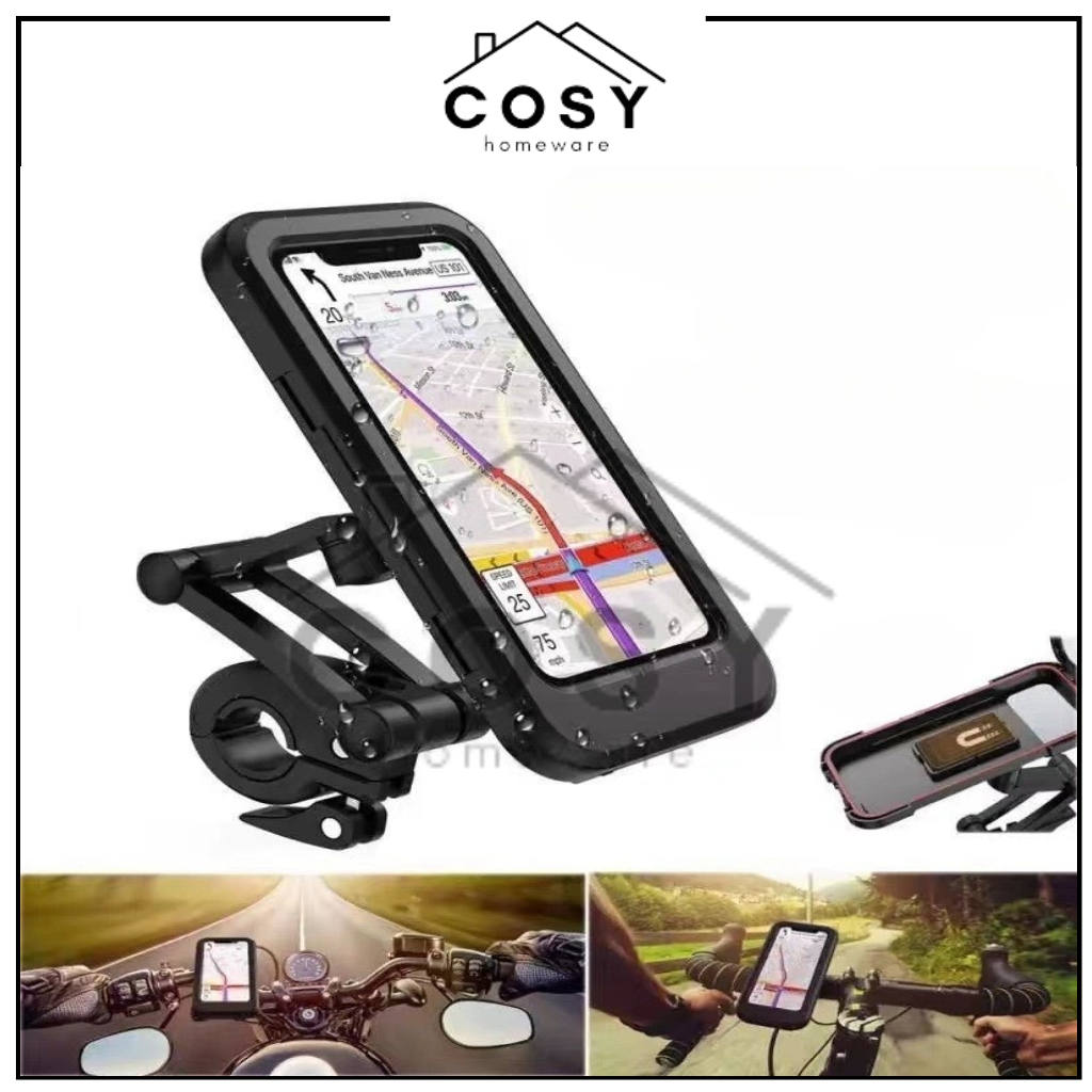 Jual COSY Phone Holder Motor Waterproof Anti Air Kuat Kokoh / Holder Hp Motor Stang Spion ...