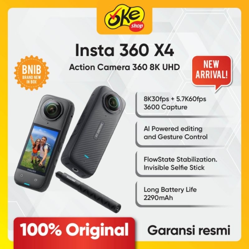 Jual Insta360 X4 8K 360 Action Cam - Garansi Selama 1 Tahun | Shopee Indonesia