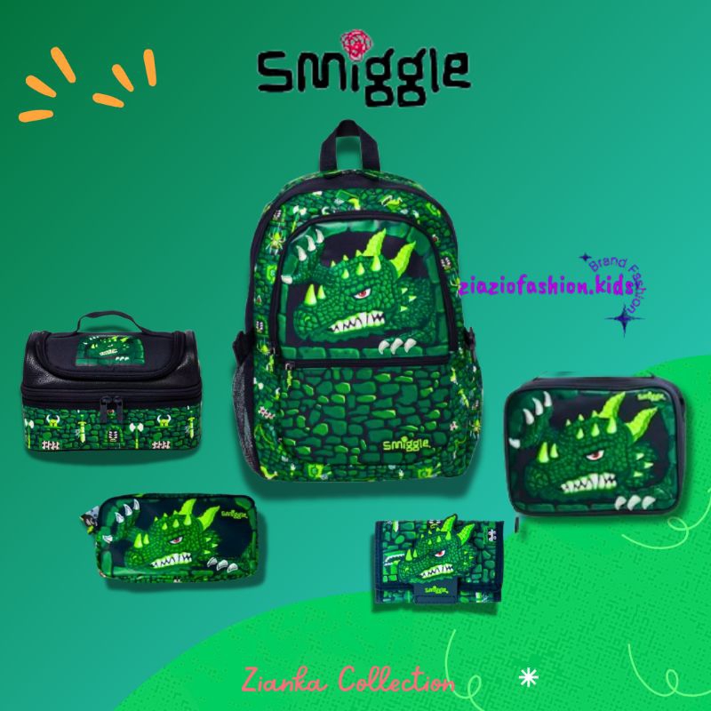 Jual SMIGGLE BACKPACK SET TAS SMIGGLE DRAGON GREEN | Shopee Indonesia