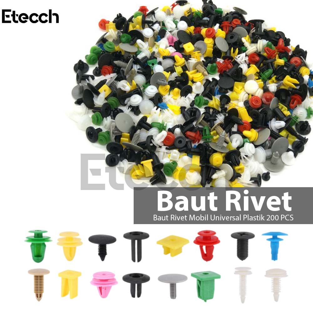 Jual Baut Rivet Mobil Universal Plastik 200 PCS | Shopee Indonesia
