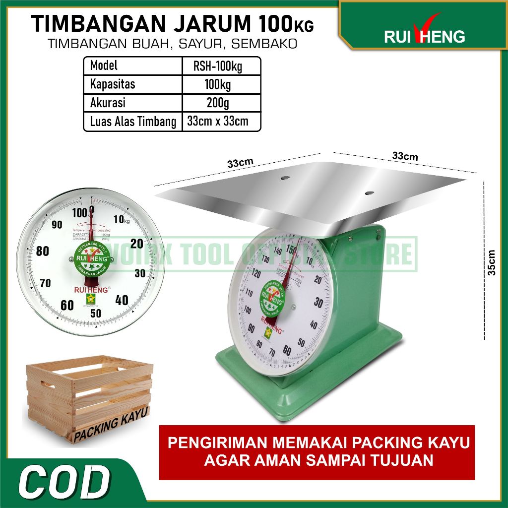 Jual Timbangan Jarum RUIHENG 100kg 200g / Timbangan Meja Pasar Buah ...