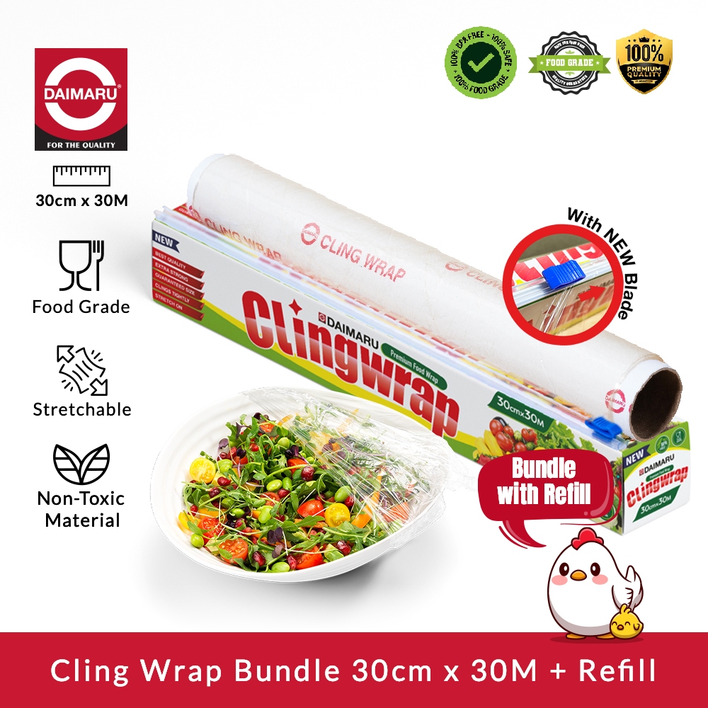 Jual Daimaru Cling Wrap Food Grade 30cm x 30M with Refill (Bundling Set ...