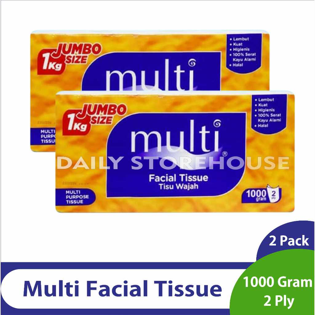 Jual Paket 2 Pack Tissue Multi Facial 1000 Gram 2 Ply Jumbo Size ...