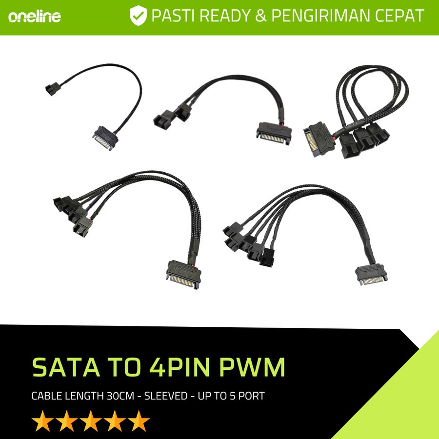 Jual Kabel SATA to 4 Pin PWM Fan Splitter / Adapter SATA to 4 Pin PWM ...