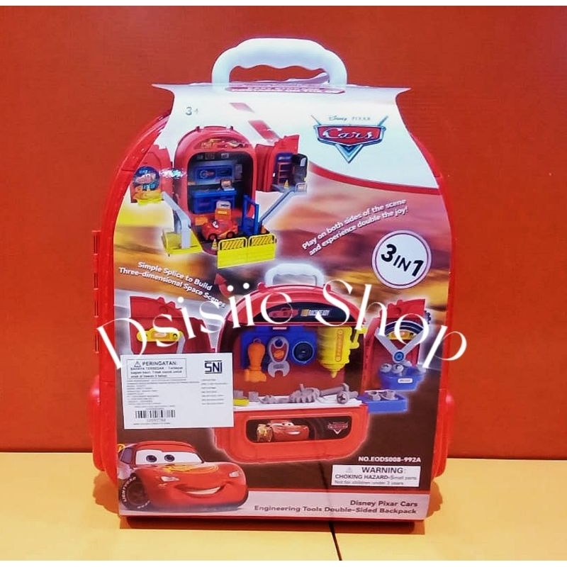 Jual Disney Pixar Cars 3 in 1 Engineering Tools Double Sided Backpack ...