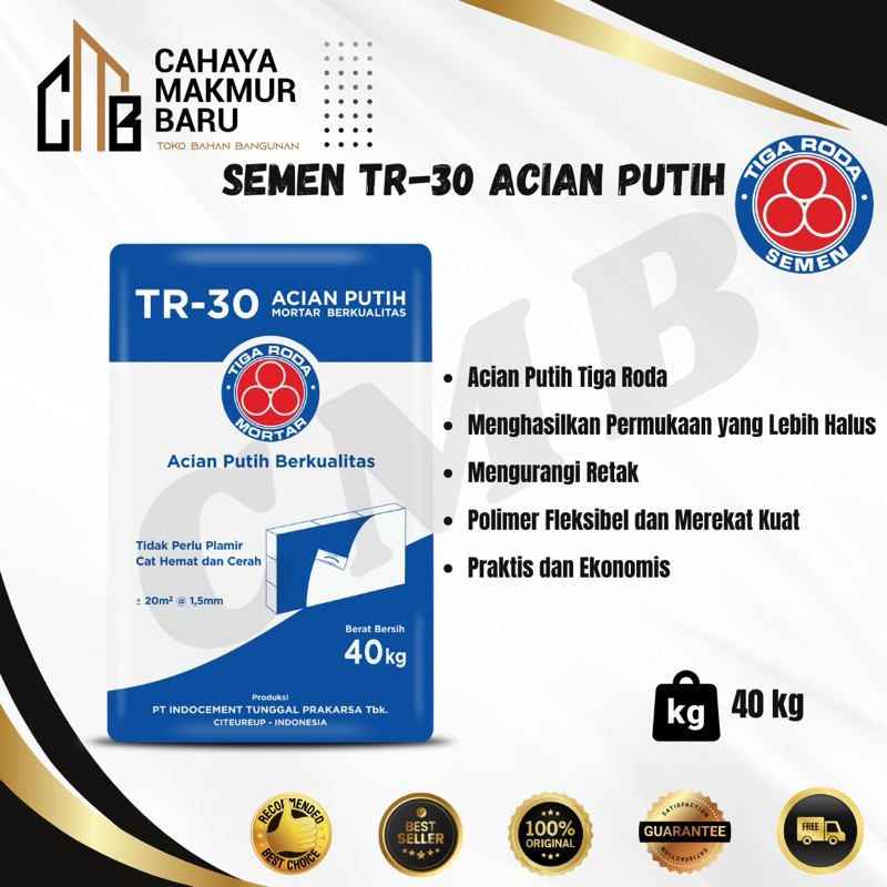 Jual SEMEN TR-30 ACIAN PUTIH TIGA RODA 40 KG - TR 30 ACIAN TIGA RODA ...
