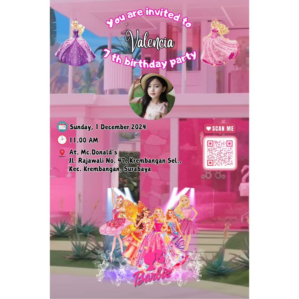 Jual Undangan Ulang Tahun Digital Barbie (Format PNG (Gambar) / Video ...