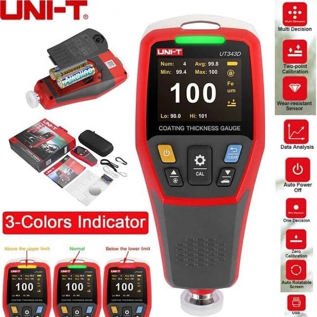 Jual UNI-T UT343D Coating Thickness Gauge Alat Ukur Ketebalan Cat UT ...