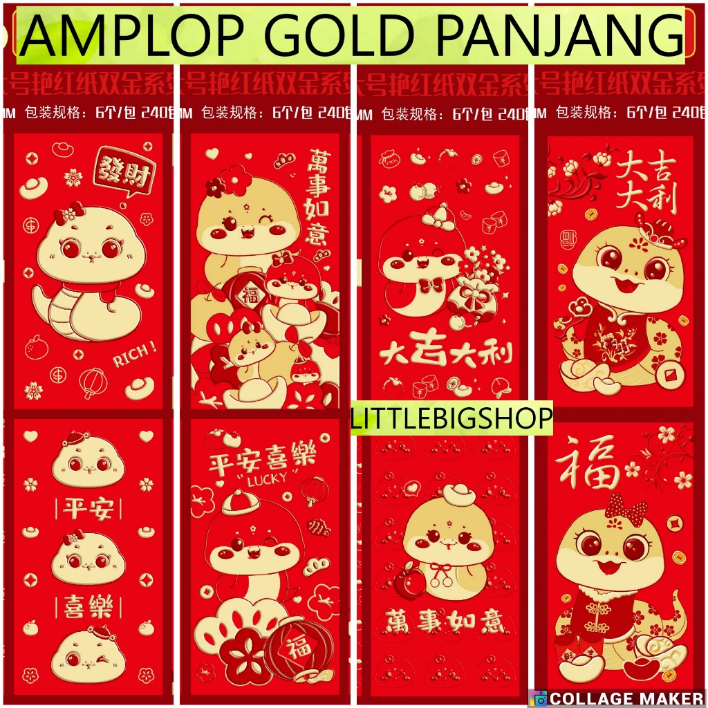 Jual ANGPAO TERBARU SHIO ULAR 2025 GOLD PANJANG IMLEK HONGBAO FUNG PAO ...