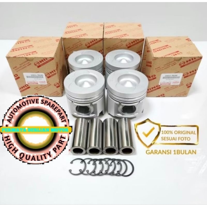 Jual piston assy hino dutro dyna HT130 HT 130 bahan baja (isi 4pcs) STD original garansi 1bulan ...
