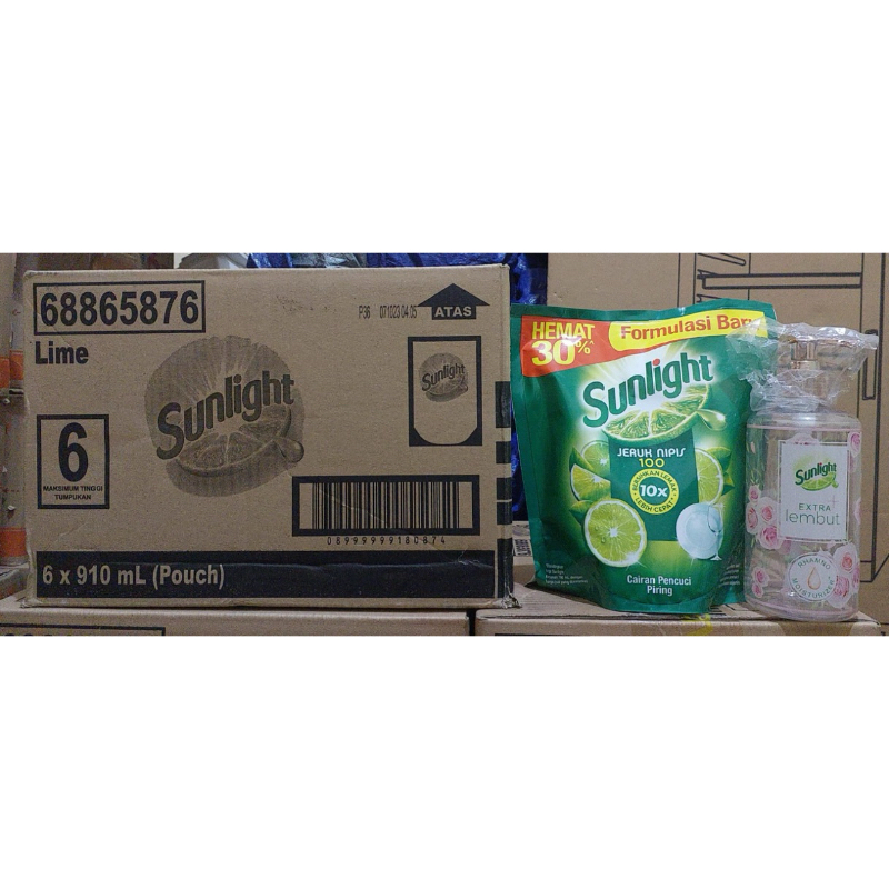 Jual SUNLIGHT 910ML 1 DUS ISI 6PCS FREE BOTOL PUMP | Shopee Indonesia