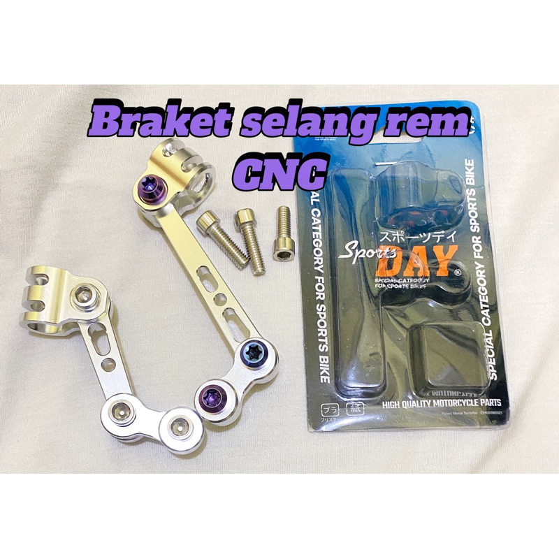 Jual Bracket Klem CNC Selang Rem Cakram Depan Set Baut Titanium GR5 ...