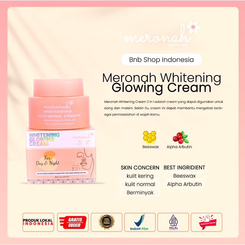 Jual MERONAH Glowing Cream 2IN1 ( Siang & Malam ) | Shopee Indonesia